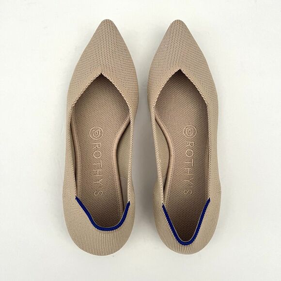 Rothy's | Shoes | The Point Rothys Woman Tan Beige Ecru Blue Comfort ...